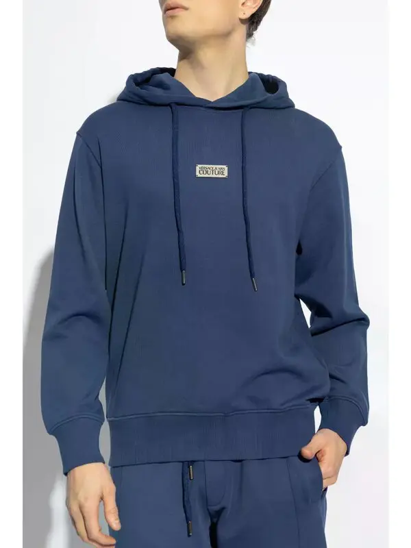 Versace Logo Plaque Hoodie - Blue