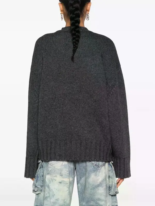 Attico Charcoal Wool-cashmere Blend Ribbed-knit Sweater