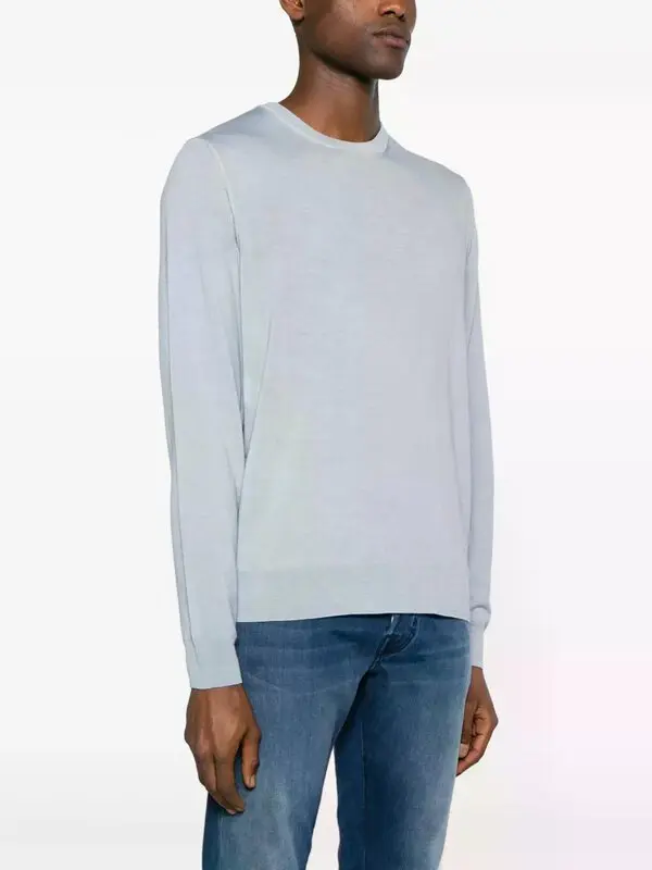 DRUMOHR Crew Neck Merino Wool Jumper - Blue