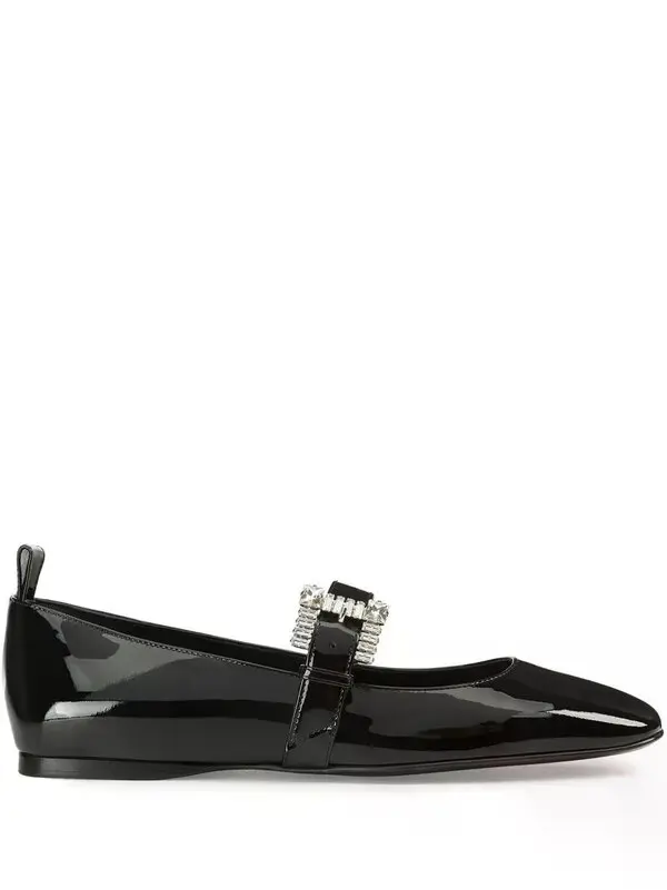 SERGIO ROSSI Sr Twenty Patent Leather Ballerina Shoes With Crystal Buckle