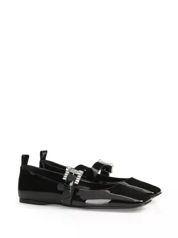 SERGIO ROSSI Sr Twenty Patent Leather Ballerina Shoes With Crystal Buckle