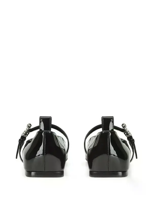 SERGIO ROSSI Sr Twenty Patent Leather Ballerina Shoes With Crystal Buckle
