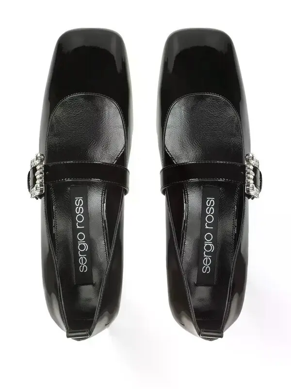SERGIO ROSSI Sr Twenty Patent Leather Ballerina Shoes With Crystal Buckle