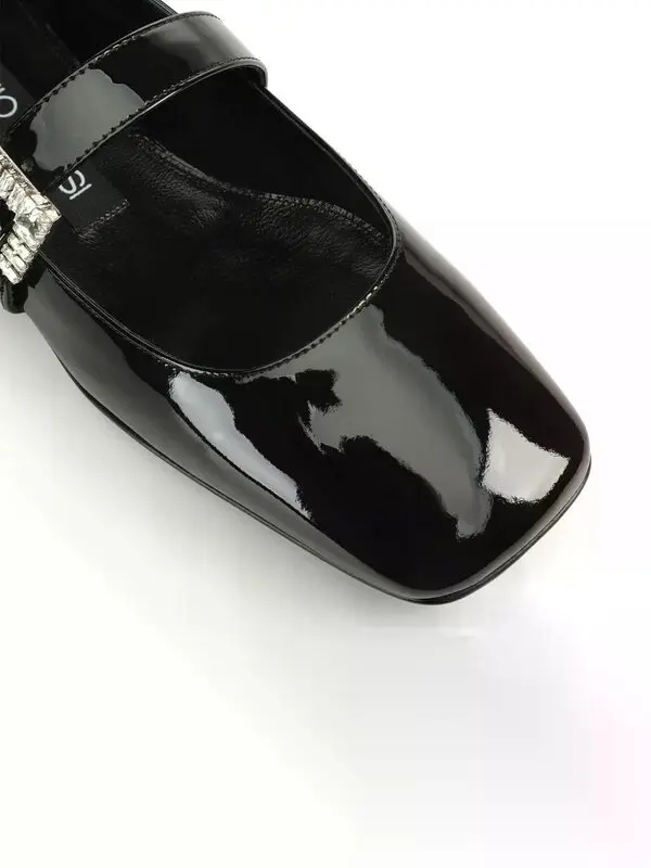 SERGIO ROSSI Sr Twenty Patent Leather Ballerina Shoes With Crystal Buckle