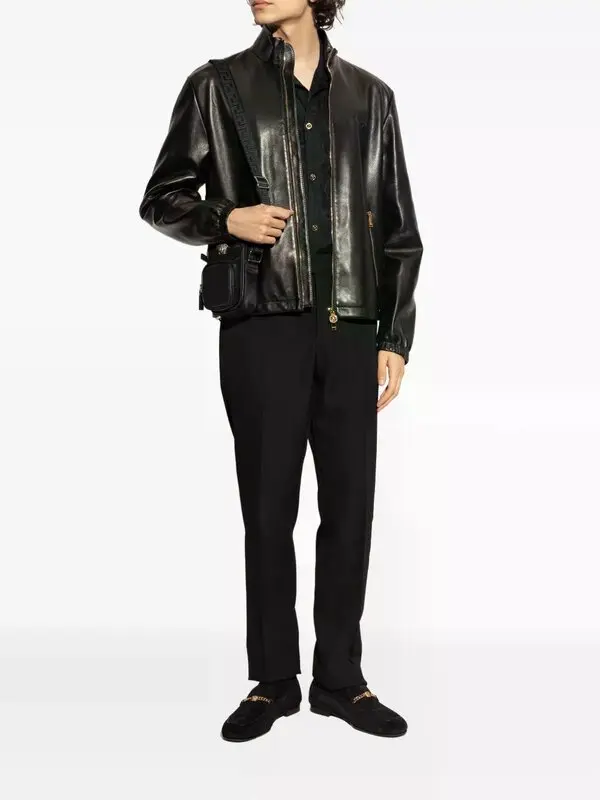 Versace Medusa Chain Embellished Suede Loafers - Black
