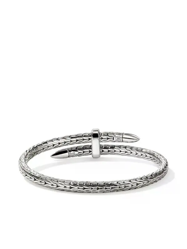 John Hardy Sterling Diamond Open Spear Cuff Bracelet
