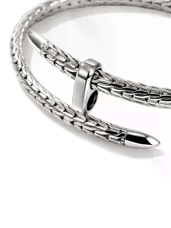 John Hardy Sterling Diamond Open Spear Cuff Bracelet
