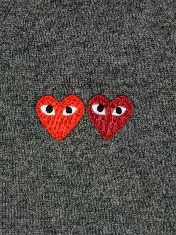 Play Comme Des Garcon Wool Heart Patch Cardigan