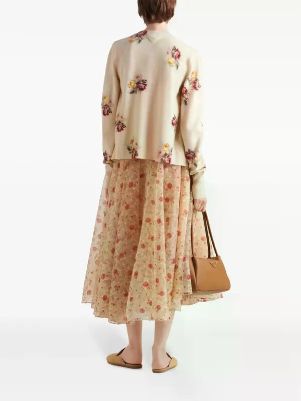 Prada Printed Nylonette Midi Skirt - Red