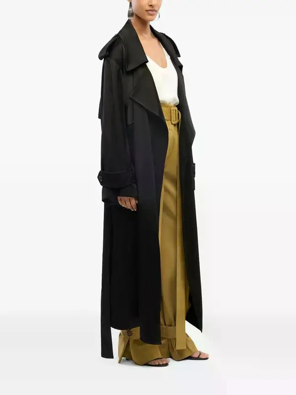 Another Tomorrow Satin-finish Trench Coat