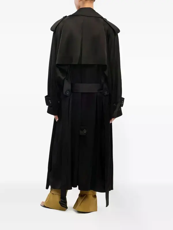 Another Tomorrow Satin-finish Trench Coat