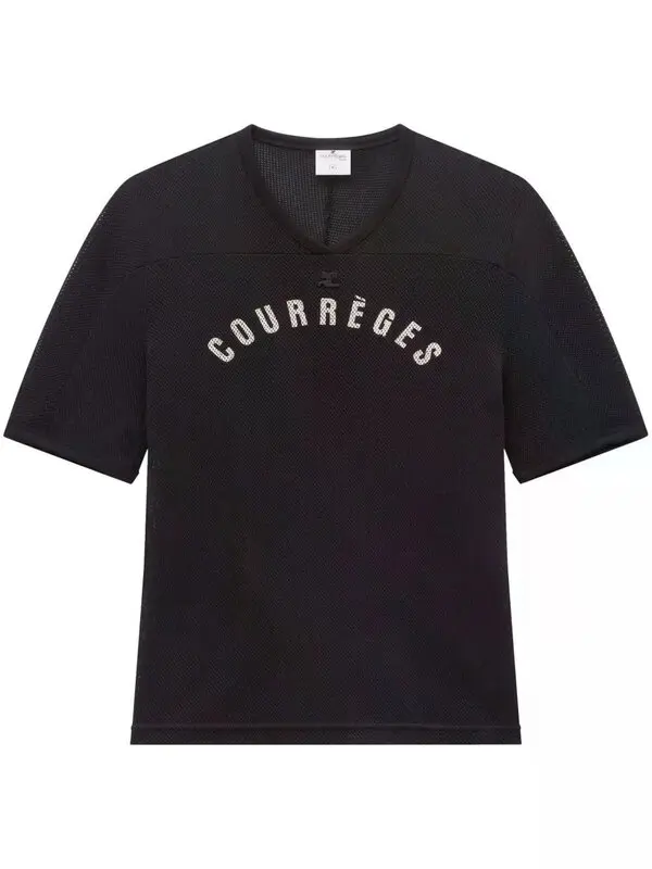 COURREGES Logo-print Mesh T-shirt