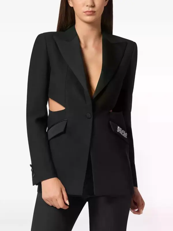 Philipp Plein Logo-plaque Cut-out Blazer - Black