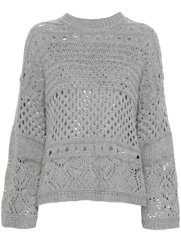 TWINSET Sequinned Open Knit Jumper - Grey