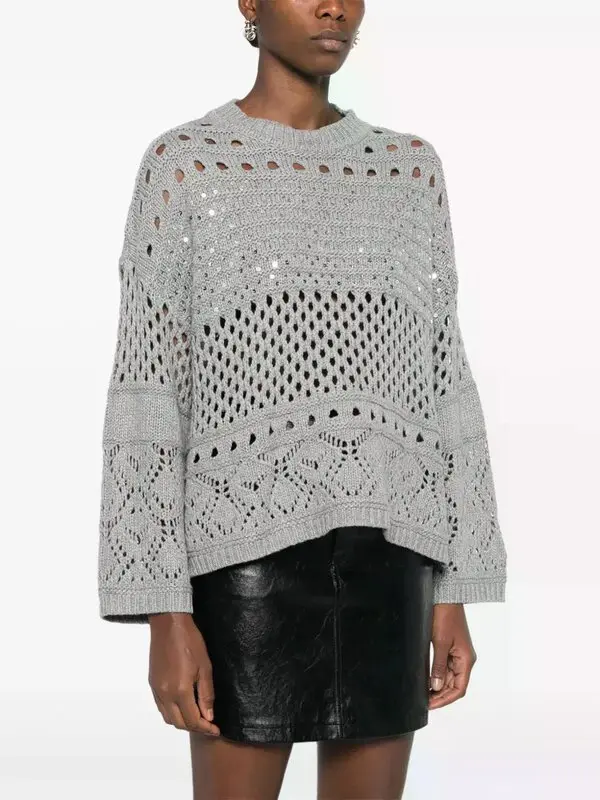 TWINSET Sequinned Open Knit Jumper