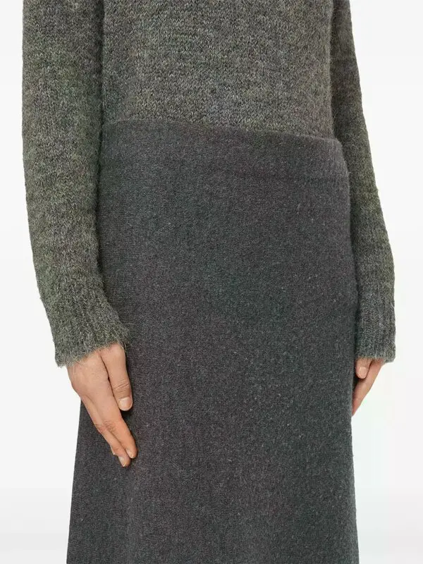 JIL SANDER Wool A-line Midi Skirt