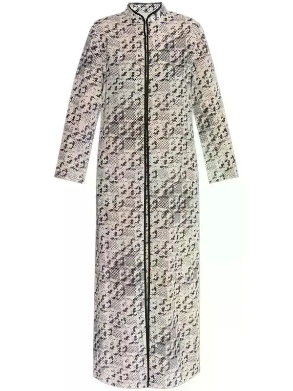 Tory Burch Printed Mandarin Collar Dress - Neutrals