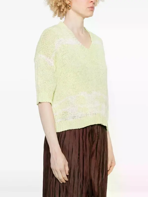 ROBERTO COLLINA V-neck Tie-dye Knit Sweater