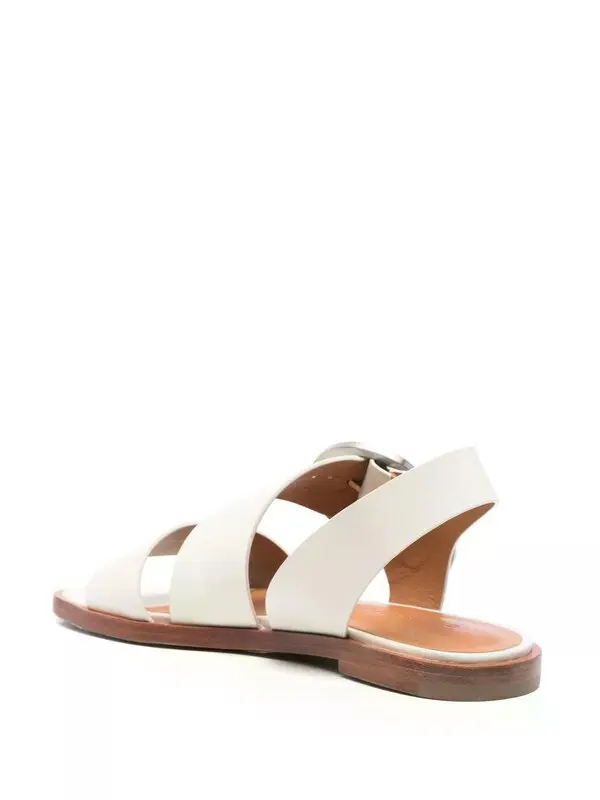 Clergerie Ilona Flat Sandals With Side Buckle Fastening - Neutrals