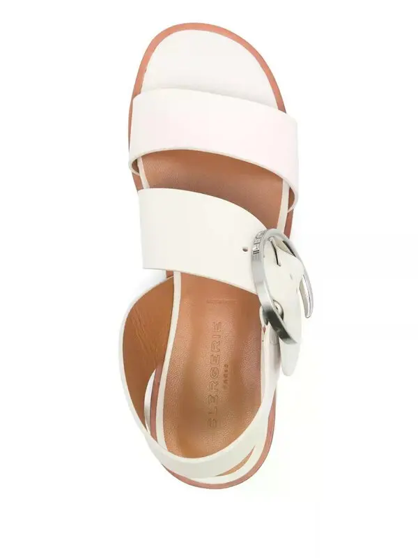 Clergerie Ilona Flat Sandals With Side Buckle Fastening - Neutrals