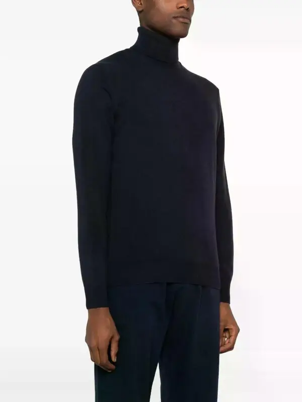 DELL'OGLIO Roll Neck Fine Knit Jumper - Blue