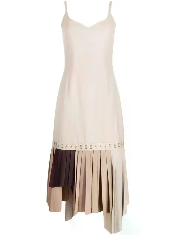 Rokh Sleeveless Pleated Midi Dress - Brown