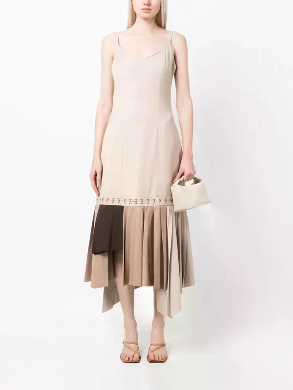 Rokh Sleeveless Pleated Midi Dress
