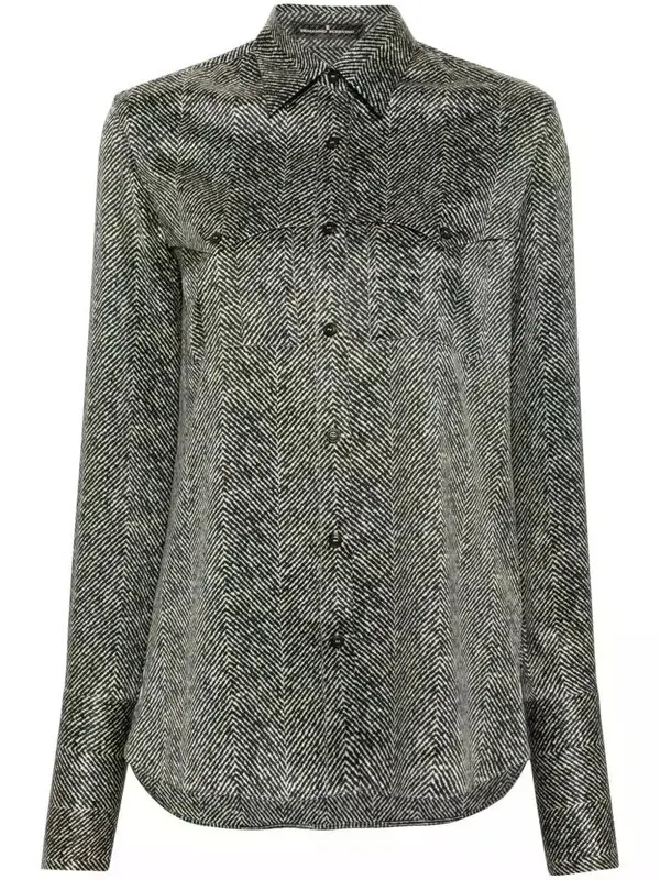 Ermanno Scervino Abstract Print Silk Shirt - Black