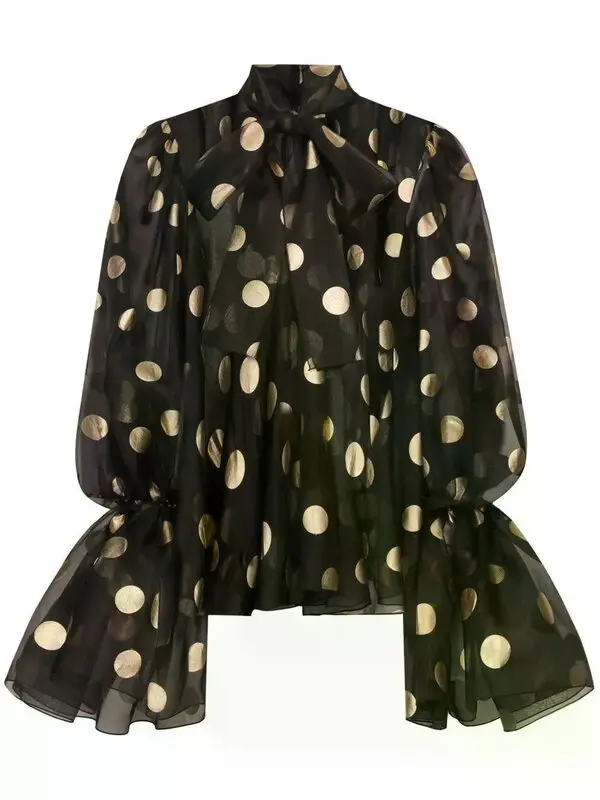Dolce & Gabbana Polka Dot Ruffled Cuff Blouse - Black