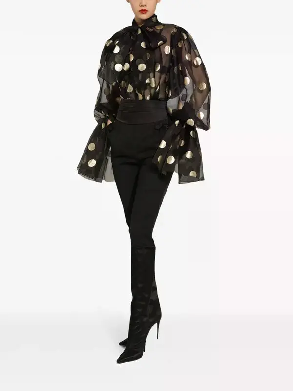 Dolce & Gabbana Polka Dot Ruffled Cuff Blouse