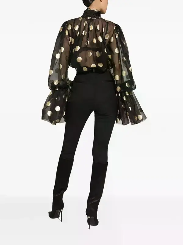 Dolce & Gabbana Polka Dot Ruffled Cuff Blouse