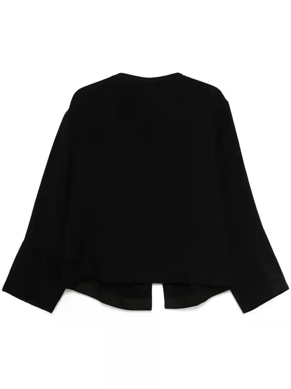 Studio Nicholson Boat Neck Long Sleeve Blouse With Rear Tie Fastening