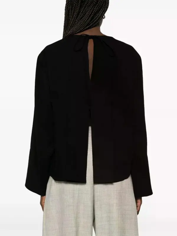 Studio Nicholson Boat Neck Long Sleeve Blouse With Rear Tie Fastening