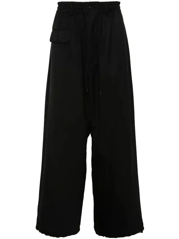 Y3 Wide-leg Trousers With Drawstring Waist - Black