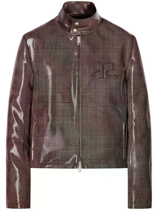 COURREGES Shaded Logo Patent Biker Jacket