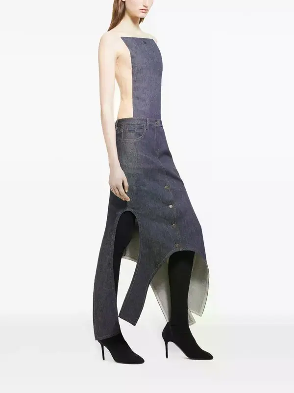 COURREGES Asymmetric Hem Denim Skirt - Grey