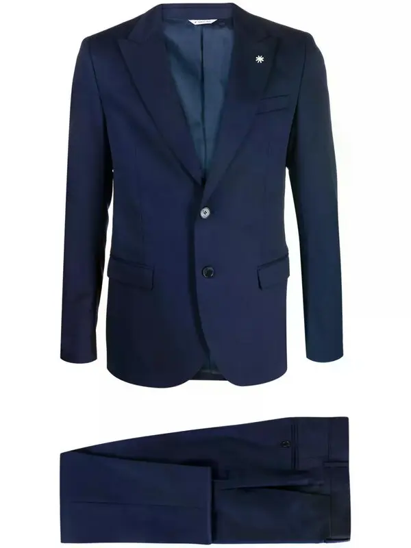 MANUEL RITZ Peak-lapels Single-breasted Suit - Blue