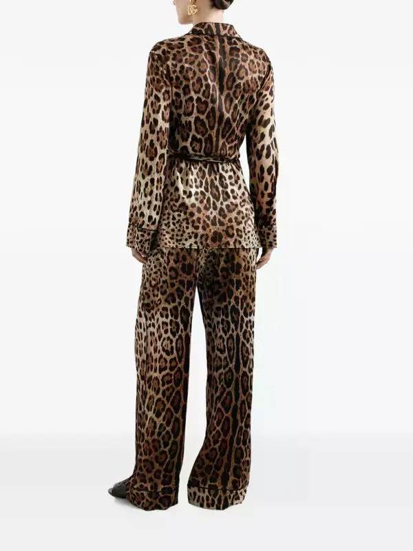 Dolce & Gabbana Leopard Print Satin Pajama Trousers