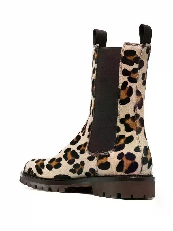 SCAROSSO Leopard Print Chelsea Boots