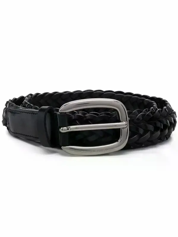 GOLDEN GOOSE Interwoven Leather Belt - Black