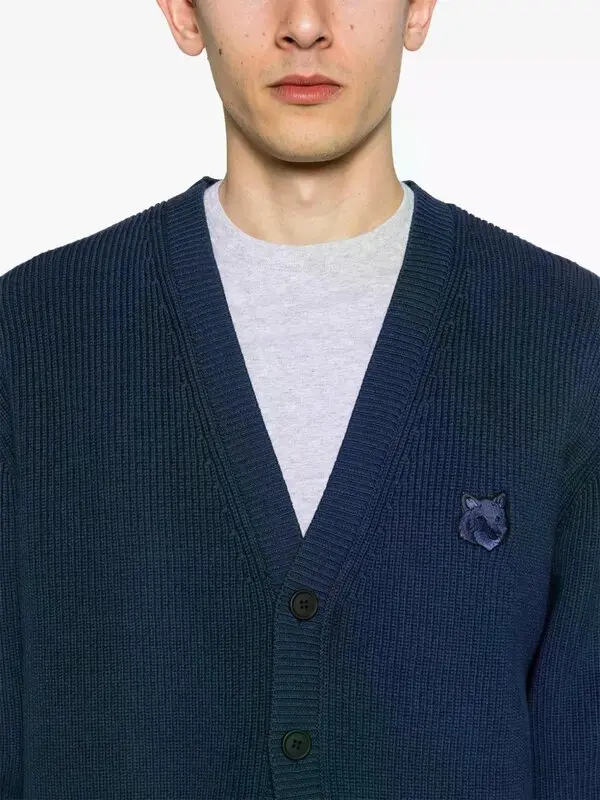 Maison Kitsuné Fox Head Patch V-neck Cardigan