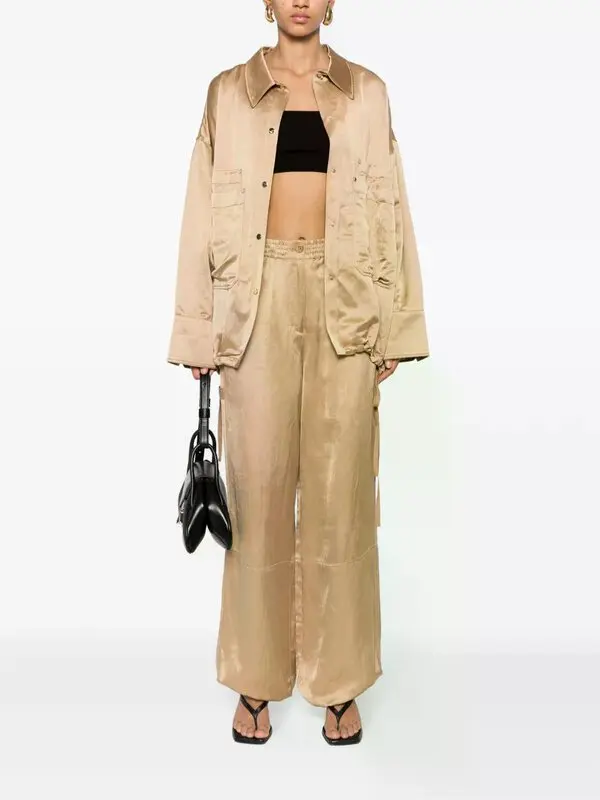Dorothee Schumacher Drawstring Hem Shirt Jacket In Satin Weave