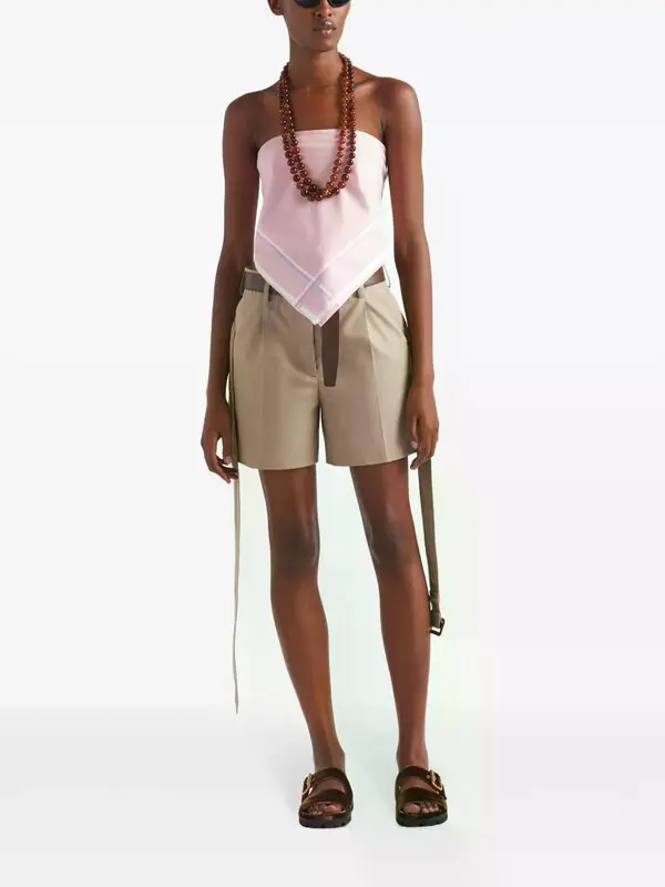 Prada Cotton Bermuda Shorts With Belted Waist - Neutrals
