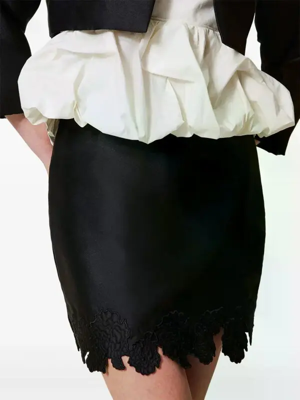 TWINSET Twill Miniskirt With Broderie Anglaise Hem