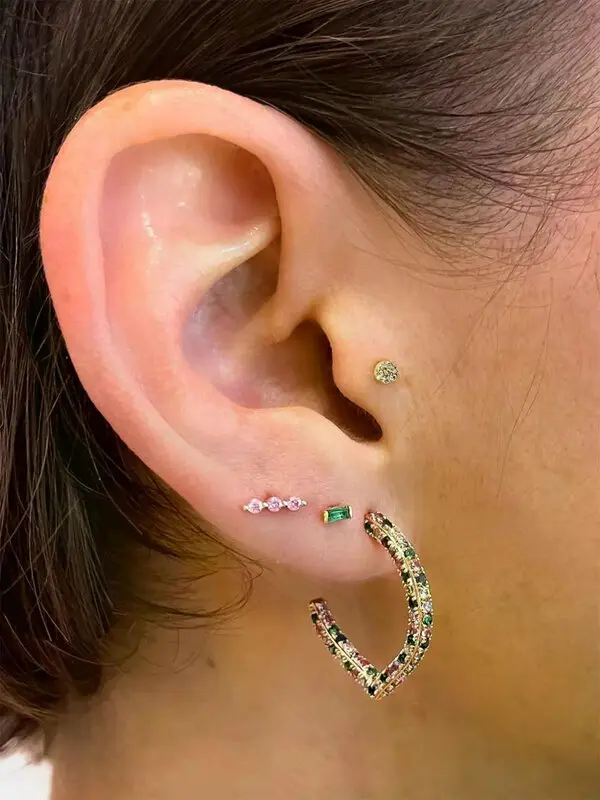 LARK & BERRY 14kt White Gold Emerald Cut Sapphire Single Earring