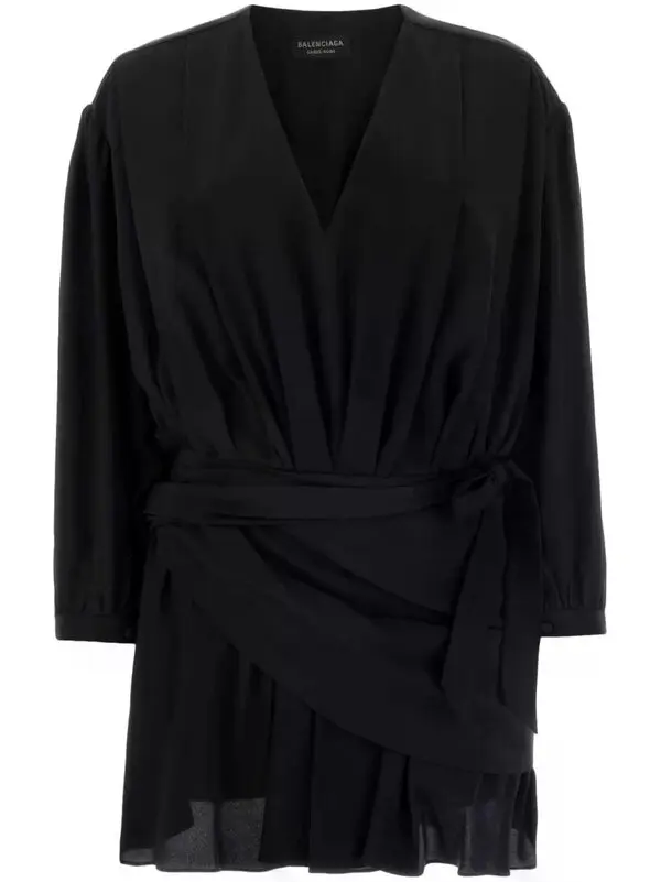 Balenciaga V-neck Silk Minidress