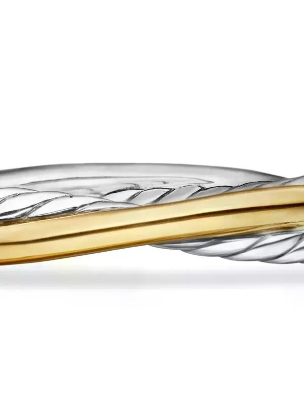 David Yurman 18kt Yellow Gold And Sterling Crossover Two Row Cuff Bracelet