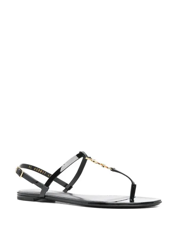 Saint Laurent Cassandra Logo Plaque Sandals - Black