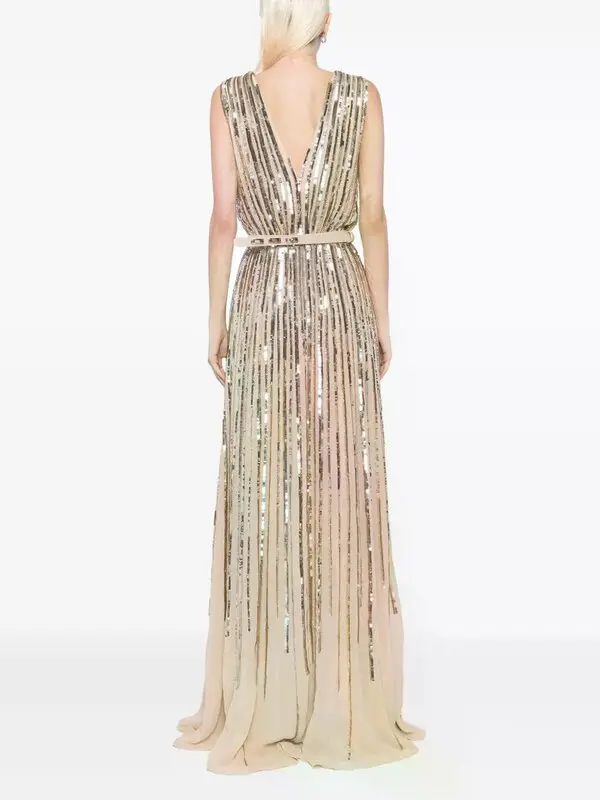 SAIID KOBEISY Sequin Embellished V-neck Gown