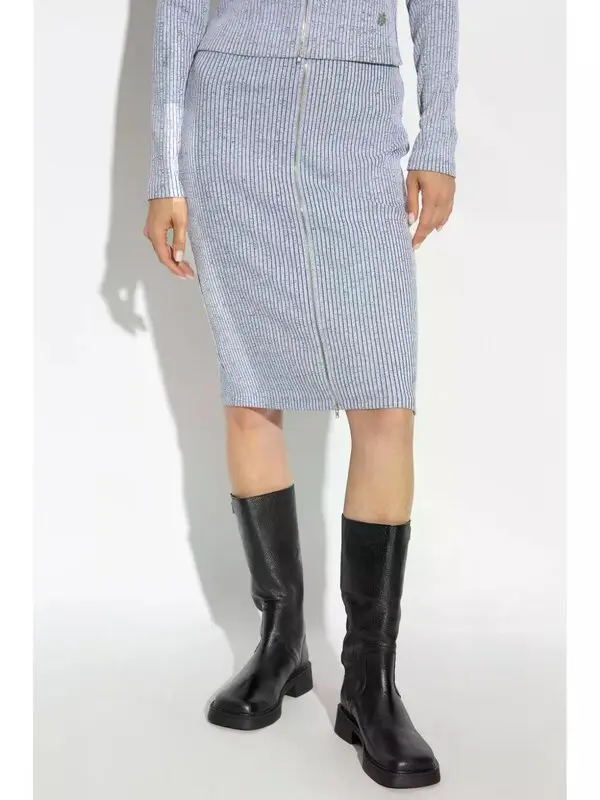 Kenzo Ribbed Knit Skirt With Zip Detail